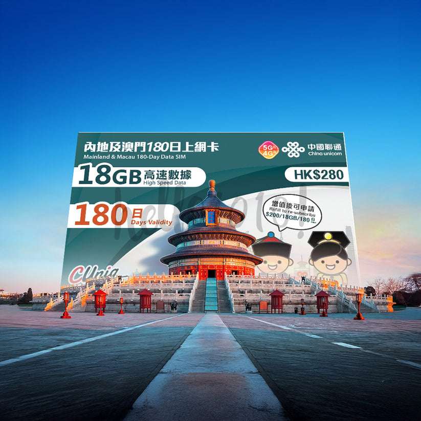 Greater China Unicom (30 or 180 Days) Prepaid SIM – Hello1010 Travel ...